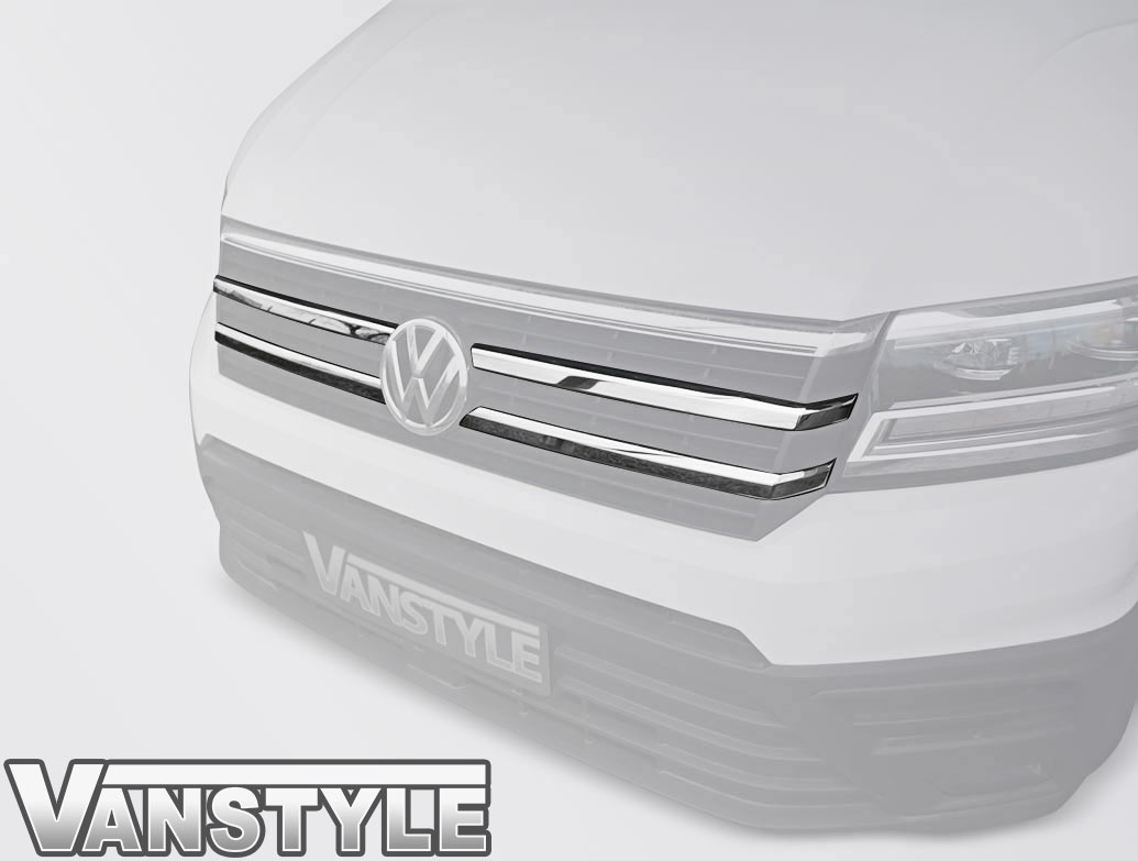 VW Crafter 2017 Polished Stainless Steel 4Pcs Upper Grille Trim - Vanstyle