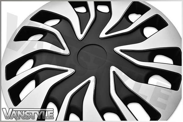 16" Fast Van 16 Inch Wheel Trim Set Trims Hub Cap Covers Black Silver ...