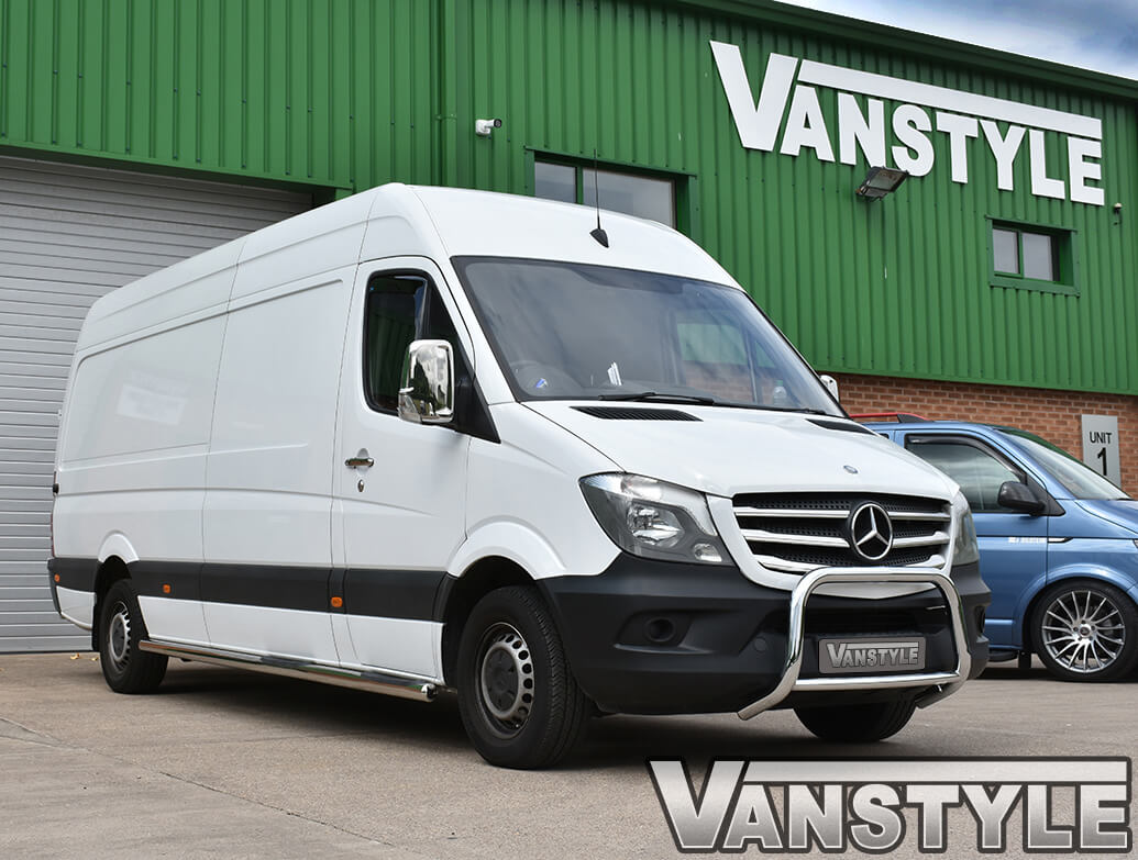 76mm Stainless Steel Side Bars 3xSteps Crafter Sprinter - Vanstyle