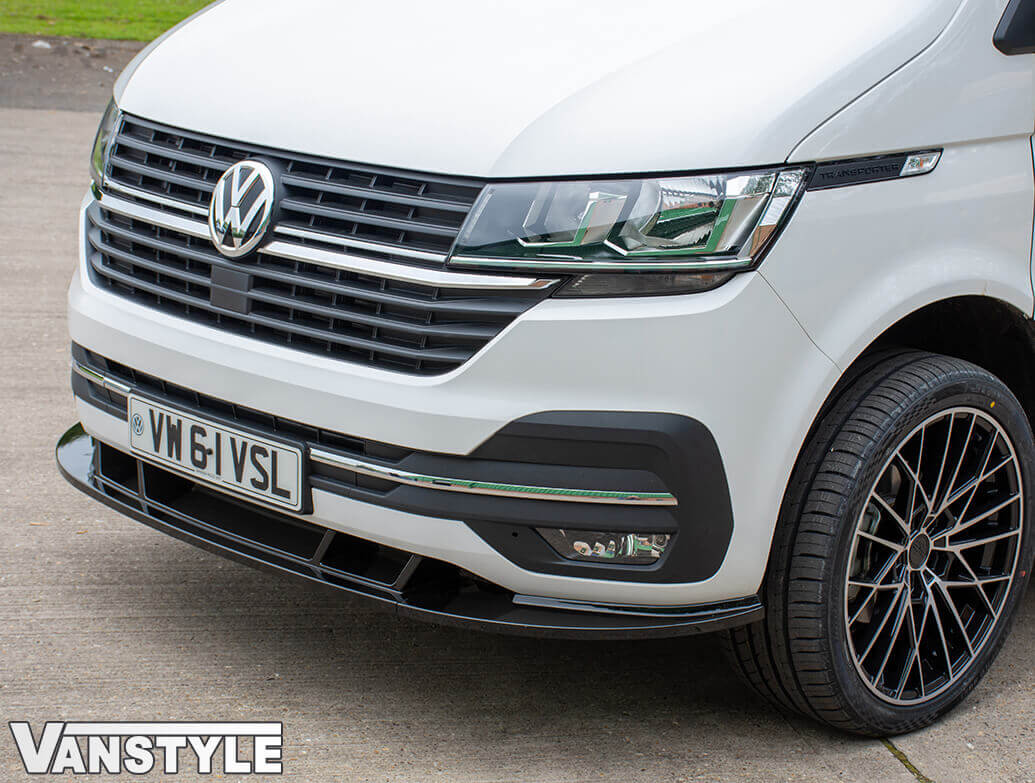 VW TRANSPORTER T6.1 FRONT LOWER ABS GLOSS BLACK SPLITTER SPOILER BUMPER ...