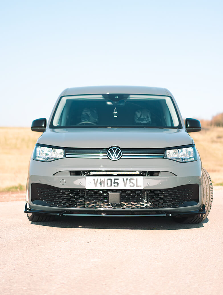 3-Piece ABS Gloss Black Front Lower Splitter - Caddy Cargo MK5 - Vanstyle