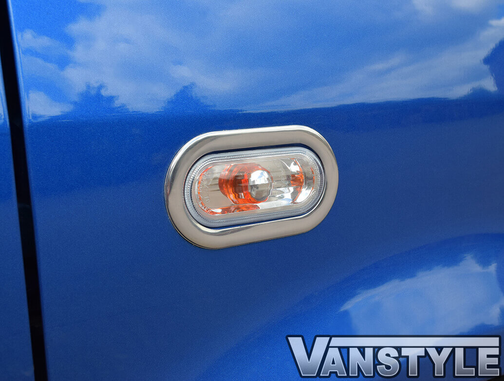 VW CADDY / MAXI STAINLESS SIDE INDICATOR REPEATER SURROUND CHROME TRIM ...