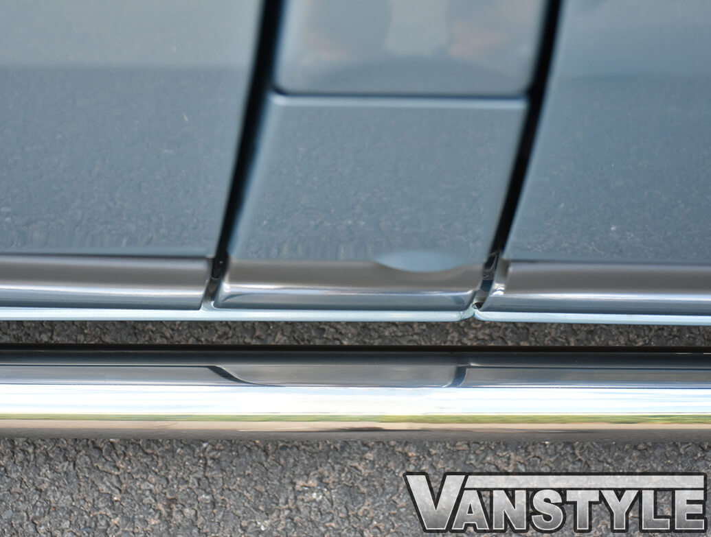 70mm Polished Stainless Steel Side Bars - Transit Mk6 7 SWB RWD - Vanstyle