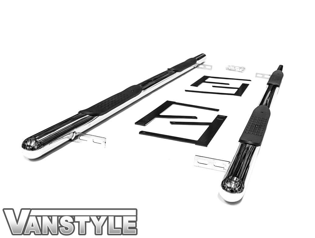 60mm Polished Chrome Steel Side Steps - Dispatch Expert Proace - Vanstyle