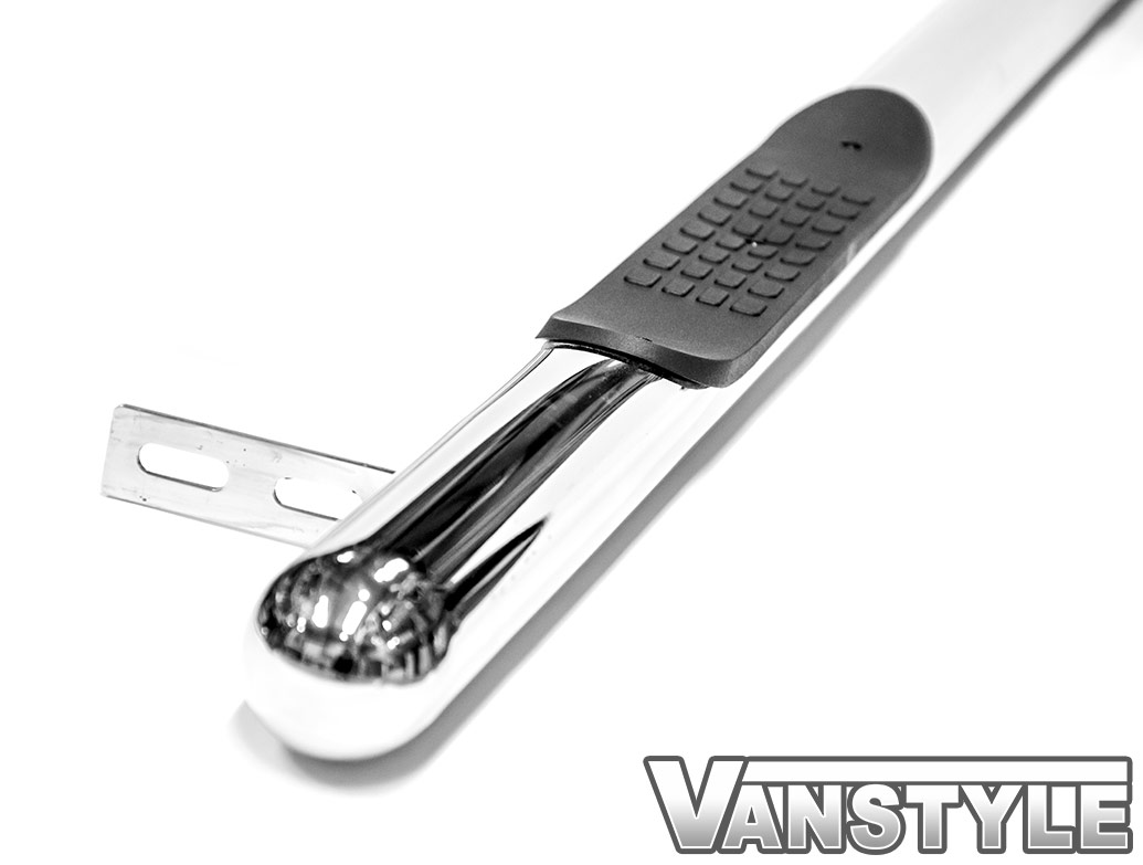 60mm Polished Chrome Steel Side Steps - Dispatch Expert Proace - Vanstyle