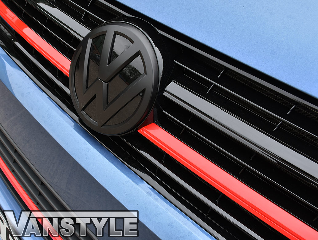 VW T6 Gloss Black Grille w Upper Lower Red Trim - Vanstyle