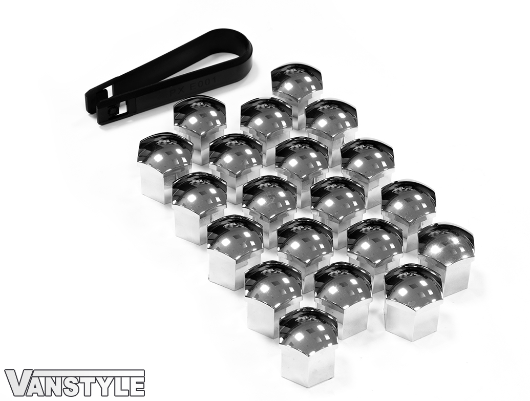 Chrome 19MM Hex Push-On Nut Bolt Head Covers - Vanstyle