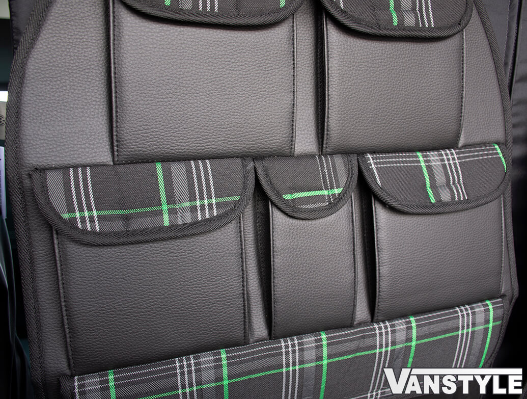 Universal Seat Back Storage Pocket Organizer - Green Tartan - Vanstyle