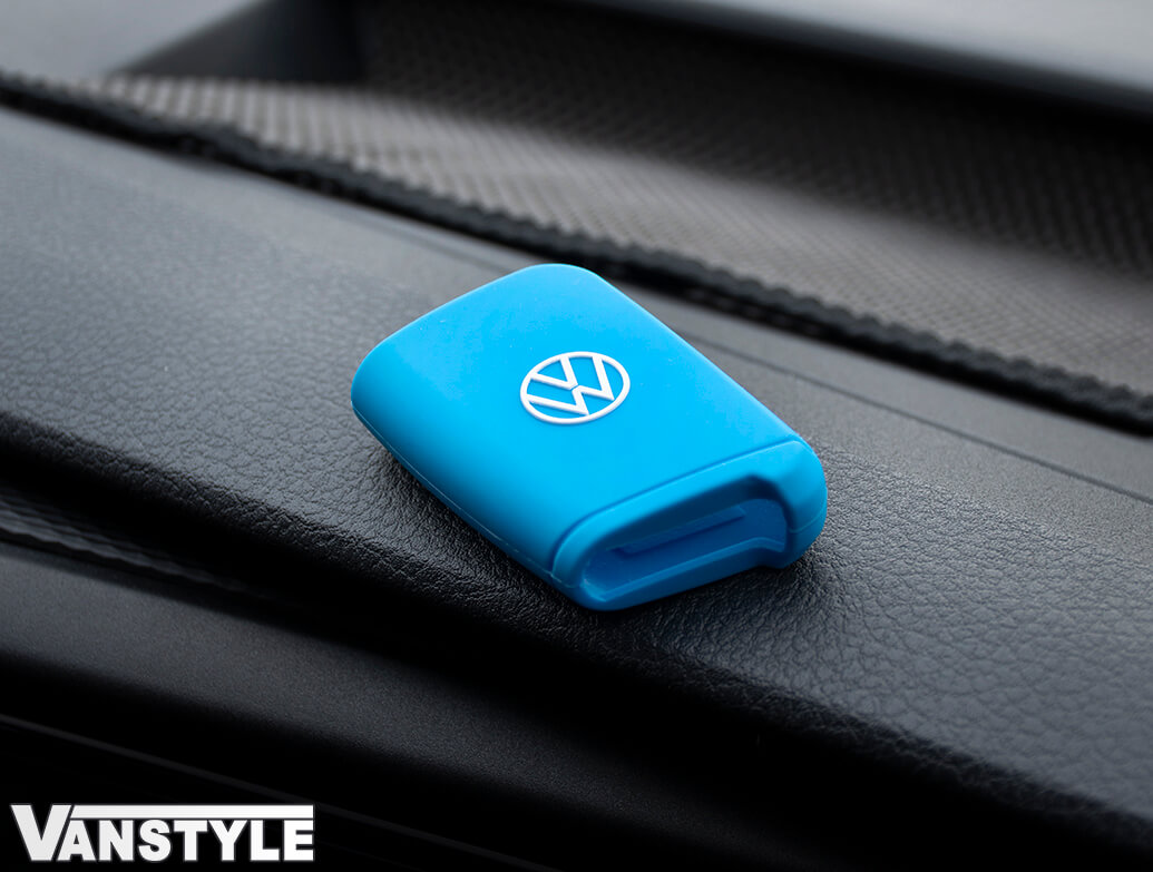 FITS VW T6.1 TRANSPORTER 2019> GENUINE VW LIGHT BLUE KEY FOB SILICON ...