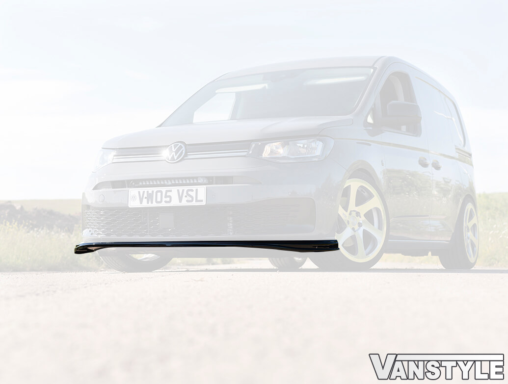 Gloss Black ABS Front Lower Lip Splitter - VW Caddy MK5 21 - Vanstyle