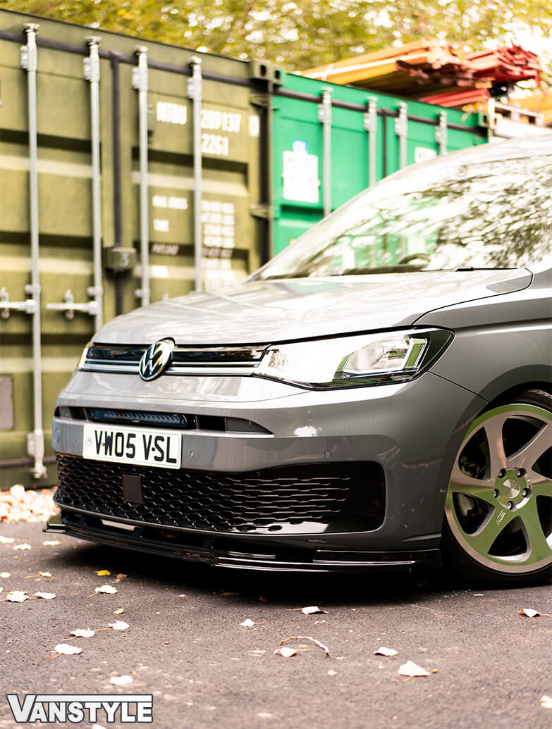 Gloss Black ABS Front Lower Splitter Ver.02 - VW Caddy MK5 21 - Vanstyle