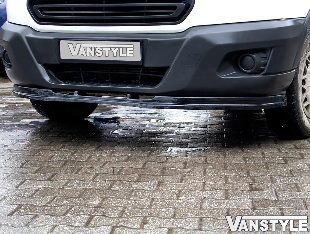 Gloss Black ABS Front Lower Splitter - Ford Transit Mk8 14 19 - Vanstyle