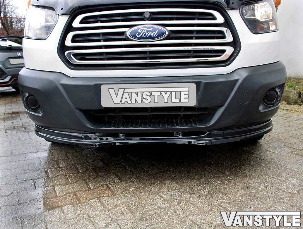 Gloss Black ABS Front Lower Splitter - Ford Transit Mk8 14 19 - Vanstyle