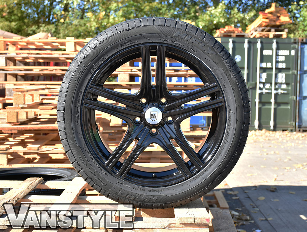 Techline Gloss Black 5x120 18 VW T5 T6 Wheels Tyres - Vanstyle