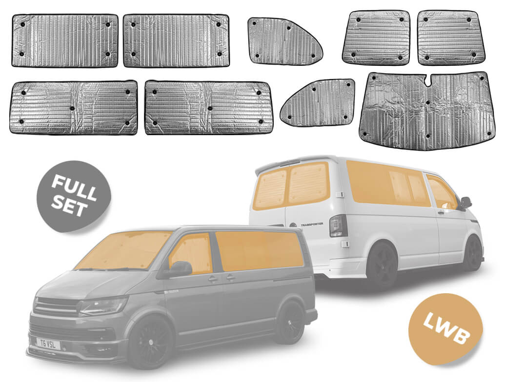 Thermal Blinds Full Set - VW T6 LWB Twin Door With Rain Sensor - Vanstyle